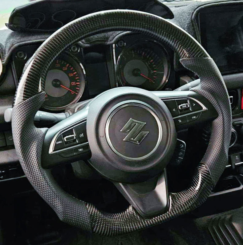 Suzuki Series Black Carbon Fiber Steering Wheel With Enhanced Grip For ...